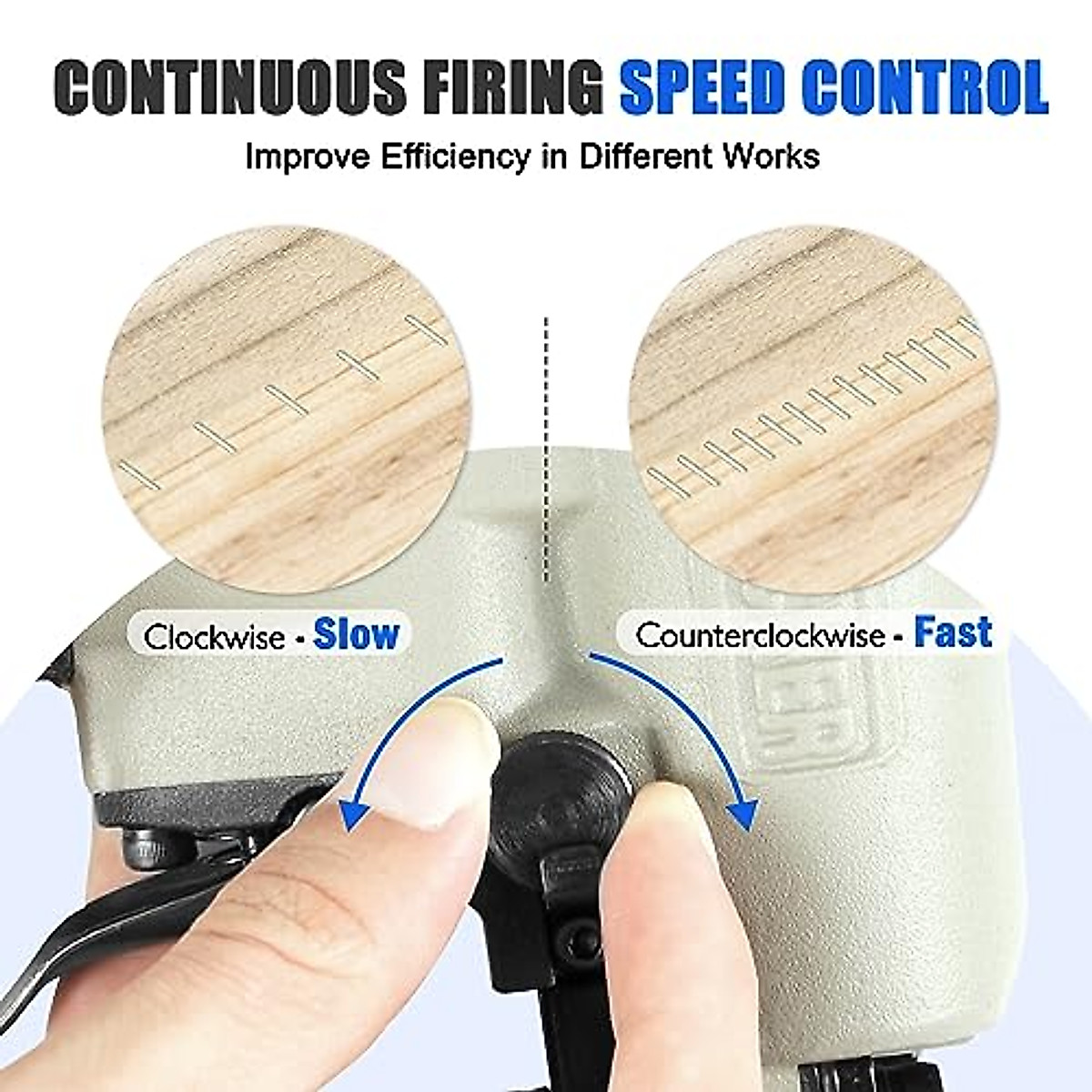 Woodpecker N7116S Pneumatic Continuous Firing Upholstery Stapler, 22 Gauge 71 Series 3/8-inch Crown Staple Gun Fits 3/16-inch to 5/8-inch Length Staples
