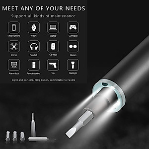 Mini Electric Screwdriver Small Portable Cordless Rechargeable with High Precision Torque Adjustable with 55 Precision Bits LED Light Magnetic Ma for Iphone Ipad Watch Camera Laptop Smartphone Macbook