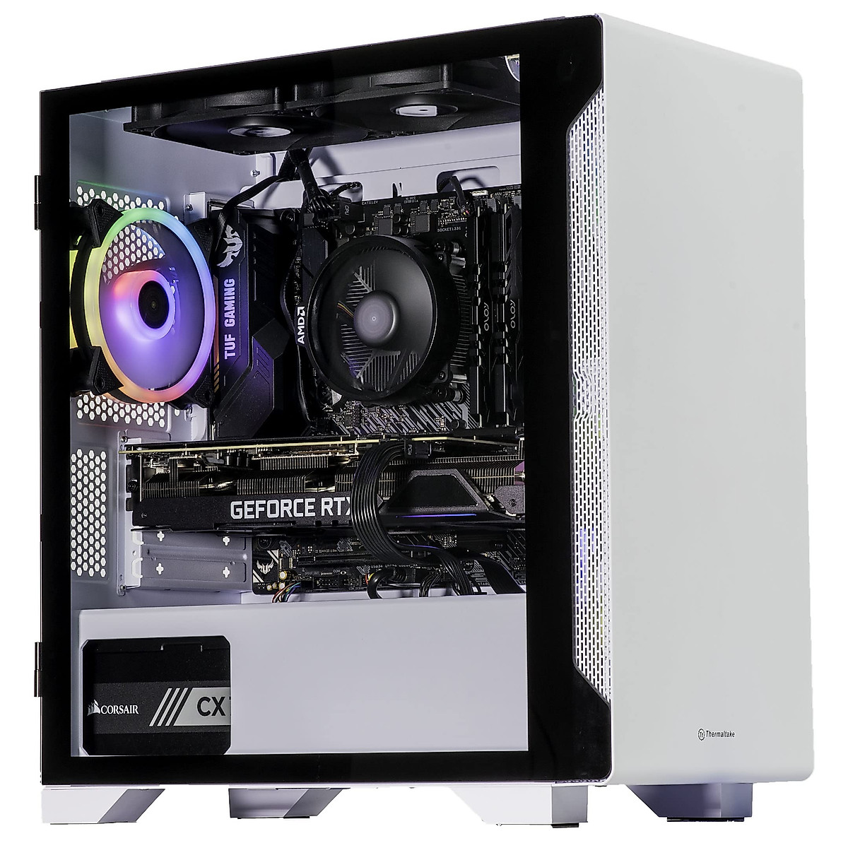 Velztorm Nix Custom Built Gaming Desktop PC Snow White (AMD Ryzen 5 5600X 6-Core, 16GB RAM, 1TB PCIe SSD + 1TB HDD (3.5), GeForce RTX 3070, 1xUSB 3.2, 3xUSB 3.0, 1xHDMI, Win 10 Home)