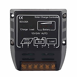 Genericer Solar Panel,Solar Charge Controller with Over Charge Over Discharge Protection BSV20A 12V/24V for Managing the Working of Solar Panel and Battery, Genericer Solar Panel,Solar Charge Con