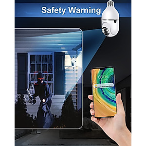 bluedery E27 360° Light Bulb Camera, 2.4GHz & 5G WiFi Security Cameras Wireless, 1080p Night Vision Home Security, Indoor Video Surveillance System, Motion Sensor Detection, Two-Way Audio-Talk