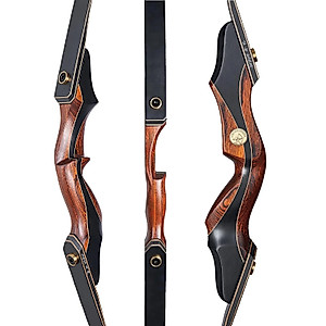 TOPARCHERY Archery 60" Takedown Hunting Recurve Bow and Arrow Set for Adults Practice Competition Longbow Kit 30-50lbs with 6pcs Arrows Right Hand Black