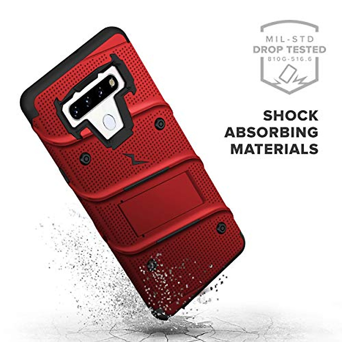 ZIZO Bolt Series for LG Stylo 6 Case with Screen Protector Kickstand Holster Lanyard - Red & Black