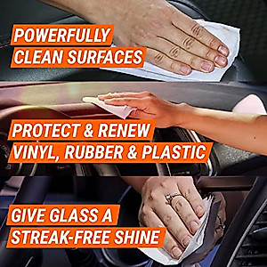Armor All Car Wipes Multi-Pack, Cleans Vehicle Interior and Exterior, Includes Protectant Wipes, Glass Wipes, and Cleaning Wipes, 3-Pack, 30 Car Wipes Each (90 Wipes Total)