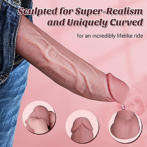 Thrusting Dildo Realistic Dildos for Women - Strong Thrusting Vibrator, 9 Inch Suction Cup Dildo with Remote, Consoladores, BOMBEX Silicone Penis, Vibrating Anal Dildo for Men, Adult Sex Toys