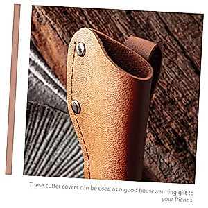 GREENADSCAPE 2pcs Cutter Protective Cover Kitchen Supply Cutter Supply Kitchen Guard Protector Portable Cutter Cover Cutter Sleeve Butcher Sleeve Convenient Cutter Guard Light Brown Leather