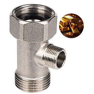 Hibbent Bidet T Adapter, Metal T Valve for Bidet(7/8” x 7/8” x 3/8”), 3 Way Tee Connector Bidet Attachment for Toilet