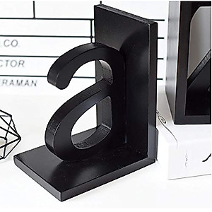 FUYU 1 Pair Creative Letter Wood Bookend Book Stand Home Decoration