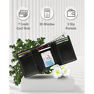 Access Denied Vegan Leather Trifold Wallets For Men - Cruelty Free Non Leather Mens Wallet With ID Window Holiday Gifts For Men