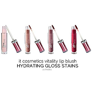 It Cosmetics Vitality Lip Flush Stain Hydrating Serum Gloss Stain, Wine Berry Flush, 0.11 oz / 3.40 ml