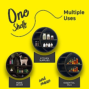 SMART SUPPLIES Crescent Moon Shelf for Crystals Stone, Plants and Art | Rock Display Shelf | Hanging Wooden Shelf for Essential Oils and Decor, Cute Moon Decor for Bedroom