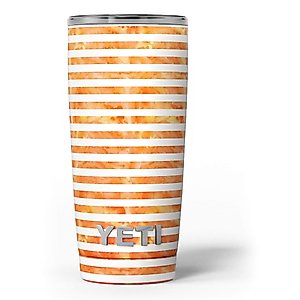 Design Skinz The Orange Watercolor Surface with Horizontal Stripes - Skin Decal Vinyl Wrap Kit Compatible with The Yeti Rambler Cooler Tumbler Cups