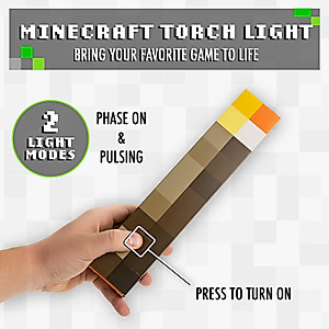 Paladone Minecraft Torch Lamp and Night Light, Wall Mountable or Freestanding, Battery-Powered, Officially Licensed Minecraft Room Decor