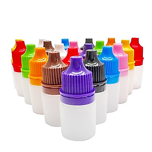 XXUOD 50 PCS 5ml Plastic Squeezable Eye Liquid Dropper Bottles with Childproof Cap