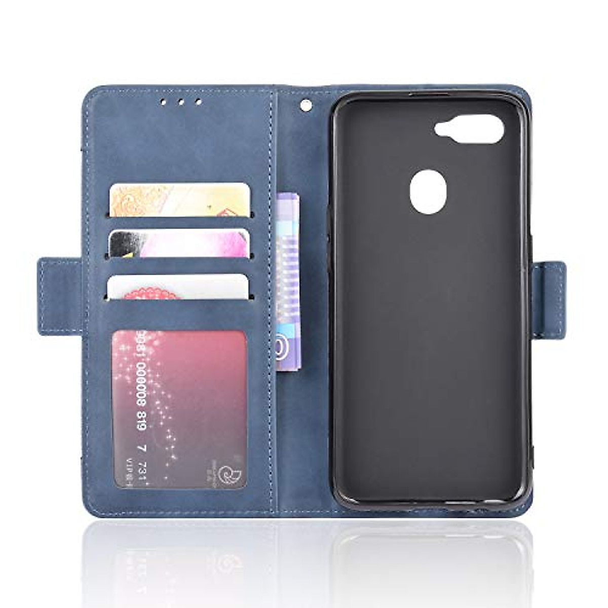 Snow Color COBYU020797 Case for Oppo A5S/A7 Leather Flip Case for Bumper Protective Magnetic Card Slot for Oppo A5S (AX5S) / A7 (AX7) - Blue