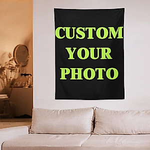 Byxhuc Custom Wall Tapestry Personalized Image Text Custom Tapestry, Custom Backdrop Personalized Wedding Anniversary Funny Backdrop 40''W X 30''L Vertical Tapestry, White