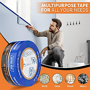 STIX-ON Painter’s Tape – 2 inch/ 1.88 inch x 60 yds Masking Tape Rolls – Paint Tap for Wall, Trim, Glass, Metal – Fine Line Tape for Precise Lines, Edges – Residue-Free Blue Painters Tape-Single Roll