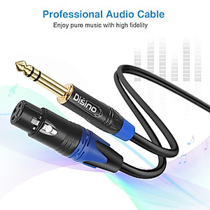 Disino XLR Female to 1/4 Inch 6.35mm TRS Stereo Jack Cable, 3 Pin Female XLR to Quarter inch Balanced Interconnect Patch Cord (3.3 Feet)