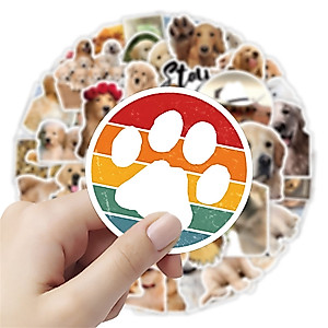 Asverbet Golden Retriever Dog Stickers, 50PCS Vinyl Waterproof Decals for Laptop, Water Bottle, Phone, Cartoon Style, Reusable