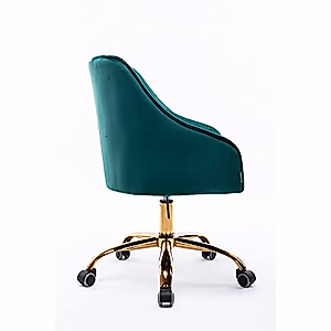 KUIKUI Velvet Desk Chair, Modern Office Chair, Wheels Swivel Height Adjustable Swivel Task Chair for Home Office,Green