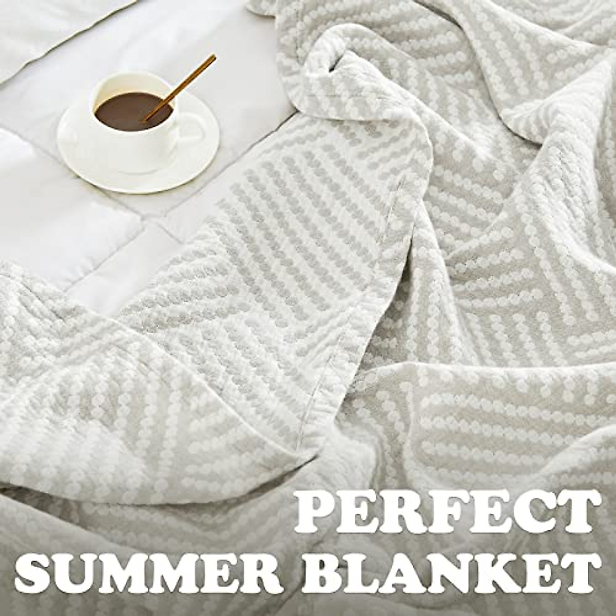 jinchan Grey Throw Blanket Boho Throw Blanket for Couch Cozy Blanket Cotton Bed Throw 3 Layer Spring Throw Blanket Coverlet Geometric Quilt Soft Blanket Baby Kid Gift 50x60 Inch