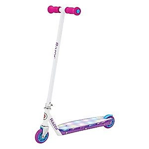Razor Party Pop Kick Scooter for Kids Ages 6+ - 12 Multi-Color LED Lights, Urethane Wheels, Rear Fender Brake, For Riders up to 143