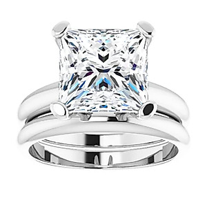 4 CT Princess Cut Engagement Ring Set for Women Moissanite Rings Solitaire Promise 925 Silver 10K/14K/18K Solid White Gold Bridal Ring Set (7)