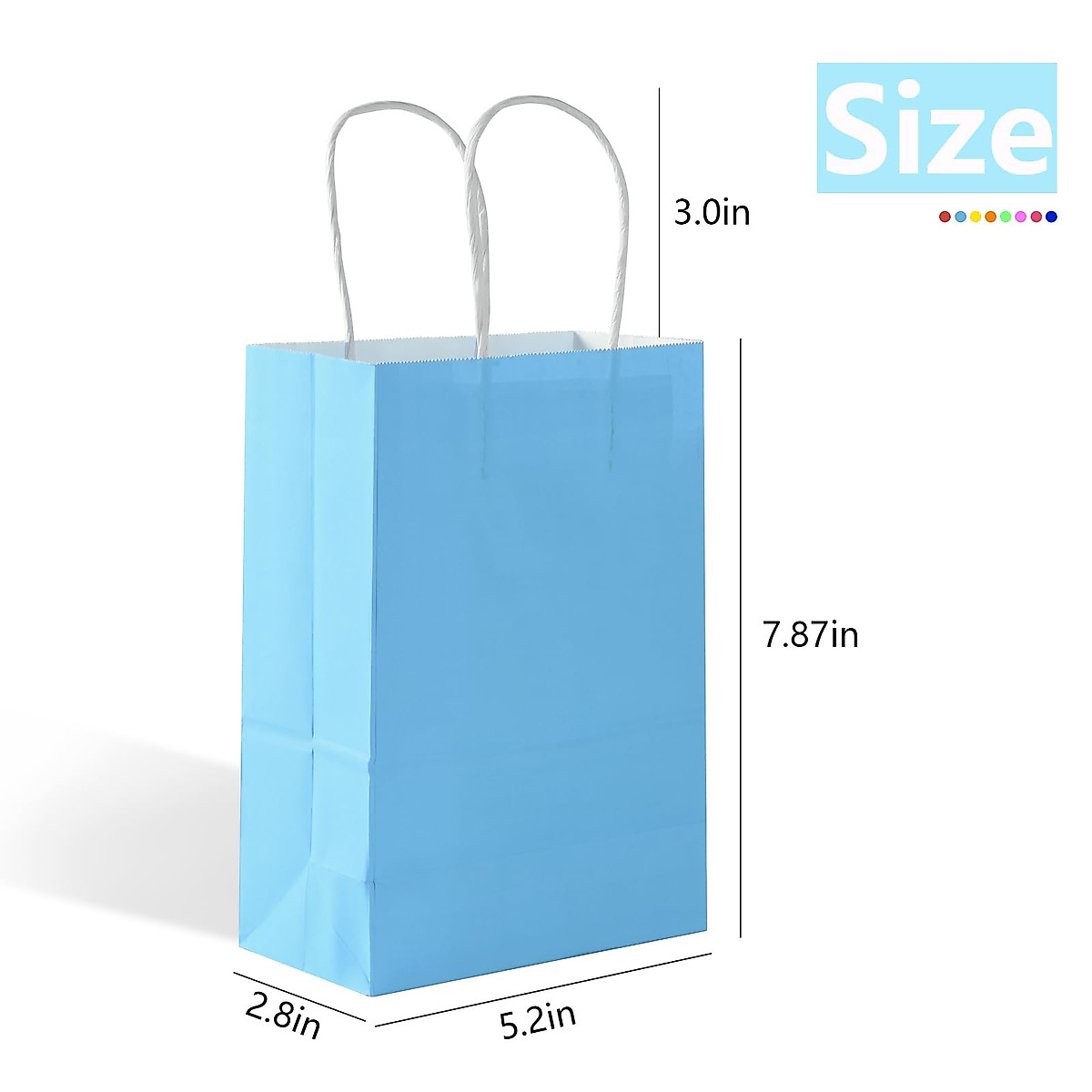 24 Pieces Kraft Paper Party Favor Bags With Handles, 8 Colors Small Gift Bags Bulk, Rainbow Goodie Bags For Kids Birthday, Party Supplies, Wedding, Baby Shower, Crafts, Christmas Gifts, 8.3X5.9X3.2 Inch