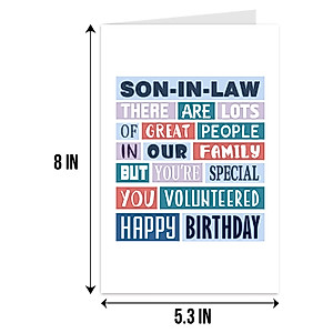 Qiliji Funny Son-In-Law Birthday Card, Happy Birthday Card for Son In Law, Bday Gift for Son In Law, You Are Special You Volunteered To Be In Our Family