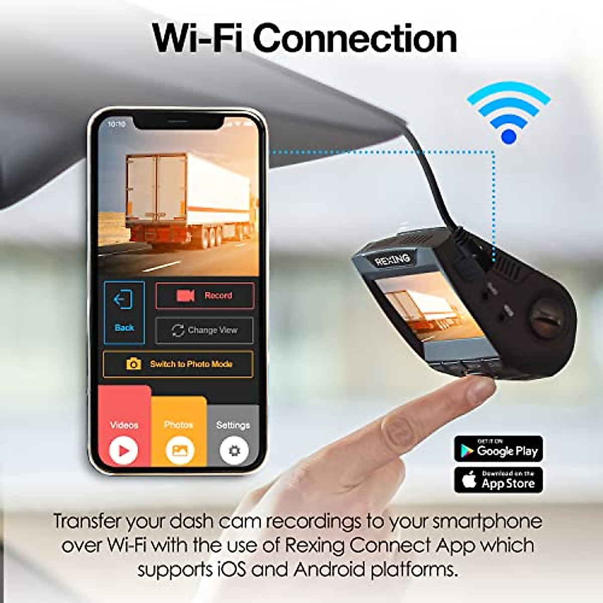 RexingUSA V1-4K Ultra HD Car Dash Cam with Wi-Fi 2.4” LCD Screen | 170° Wide Angle Dashboard Camera Recorder with G-Sensor | WDR | Loop Recording | Supercapacitor | Mobile App | 256GB Supported