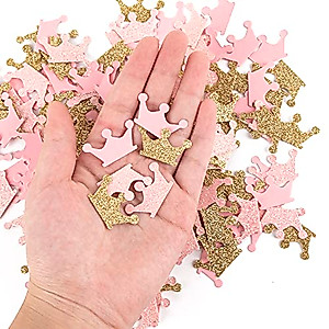 Fonder Mols Gold and Pink Crown Confetti for Princess Birthday Party, Girl Baby Shower Table Scatter Decor(200 Pcs/Pack)