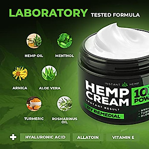 REMEDIAL PAX Instant Hеmp Cream – Soothes Discomfort in Muscles Joints Nerves Back Neck Knees Shoulders Hips – Maximum Joint Support – MSM Turmeric and Arnica – All-Natural Formula - Made in USA