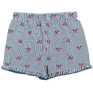 Disney Minnie Mouse Infant Baby Girls T-Shirt and Chambray Shorts Outfit Set Coral/Blue Pin Stripes Bows 18 Months