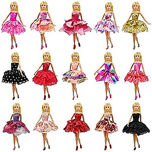 ZITA ELEMENT 34 Pcs 11.5 Inch Girl Doll Closet Wardrobe Set for 11.5 Inch Girl Doll Clothes and Accessories - Including Handbag Style Closet, Dresses, Swimsuits, Shoes, Hangers and Necklaces