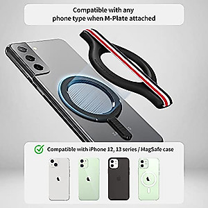 Sinjimoru Magnetic Wool-Band Phone Grip Holder for Apple MagSafe Case, Detachable Phone Grip Strap Holder for MagSafe Compatible with iPhone 15 14 13 12 Series. M-Mini Grip French Red