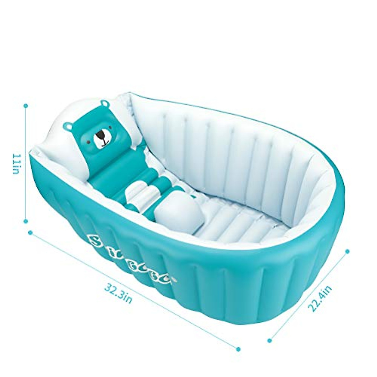 SHXKUAN Inflatable Bathing Tub for Toddler,Non Slip Safety Thick Cushion Central Seat,Portable Travel Seat Baths Baby Swimming Pool for 0-5 Year(Blue)