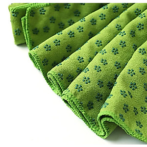 IntoBetterLife IBL-Yoga Towel, Hot Yoga Mat Towel - Sweat Absorbing Non-Slip for Hot Yoga, Pilates and Workout, 24x72 inches with Grip Dots (Green)