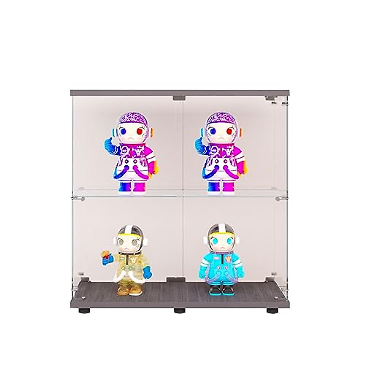 Fetuero Two-Door Glass Display Cabinet 2 Shelves with Door, Floor Standing Curio Bookshelf for Living Room Bedroom Office, 35.35” x 31.69”x 14.37”, Black