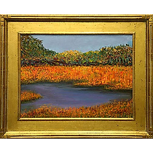 Autumn Marsh by Marcella Hirschy of the Miramontes, Original Acrylic on Linen, 18" x 24"