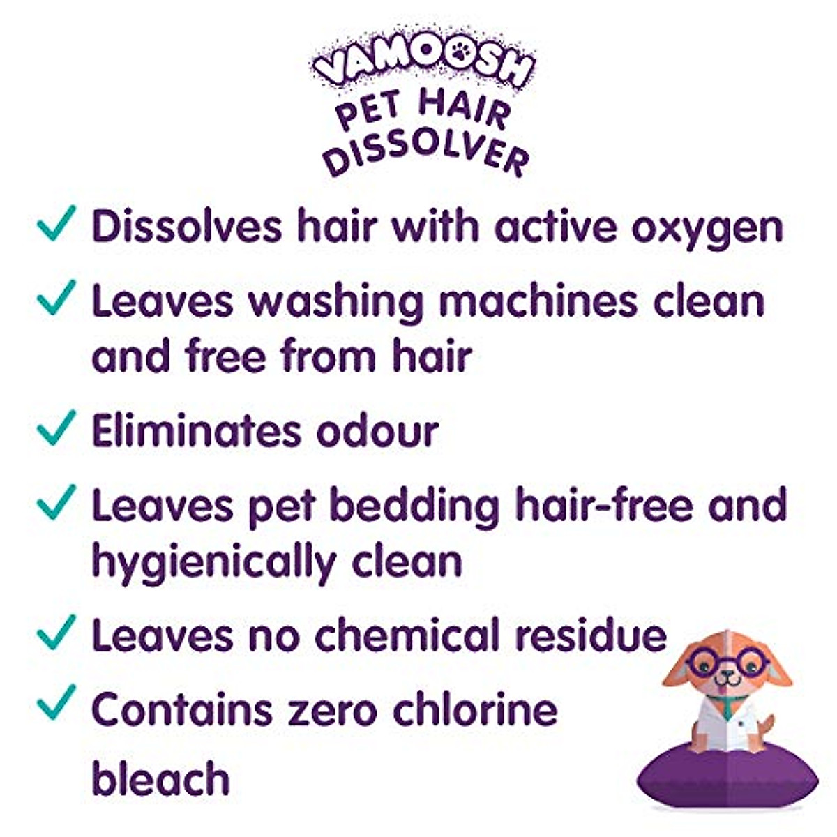 Vamoosh Pet Hair Dissolver 3 x 100g (1 box) Pet Hair Remover for Washing Machines – Dissolves dog hair, cat hair, horse hair etc in the laundry