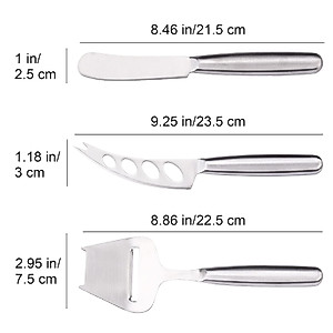 VANRA Cheese Knife Set 3-Piece Stainless Steel Butter Knife Set with Slicer for Soft and Semi Hard Cheese