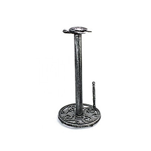Hampton Nautical Antique Silver Cast Iron Paper Towel Holder 13"-Sea Turtle Beach Decor