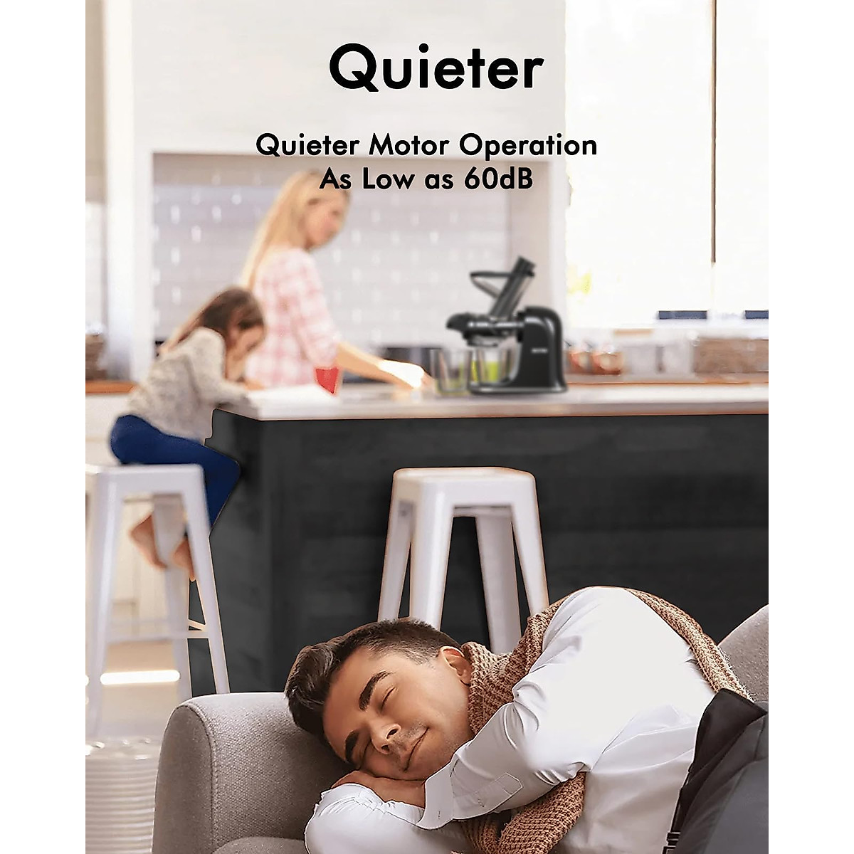 SiFENE Cold Press Juicer Machine, Compact Single Serve Slow Masticating Juicer, Vegetable and Fruit Juice Extractor Maker Squeezer, Easy to Clean, Non-BPA (Black)