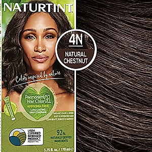 Naturtint Permanent Hair Color 4N Natural Chestnut (Pack of 1), Ammonia Free, Vegan, Cruelty Free, up to 100% Gray Coverage, Long Lasting Results