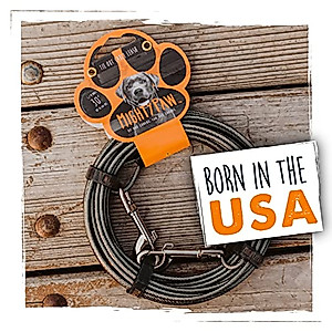 Mighty Paw Cable Tie Out for Dogs | 30’ Braided Steel Black Tieout. Chew Proof Lead for All Sized Pets. Great for Yard, Camping, and Outdoors. an Off-Leash Feel with Total Control (1/8", Up to 60lbs)