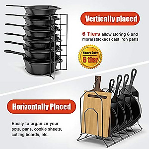 8 Tiers Pots and Pans Organizer with 3 DIY Methods and 6 Tier Heavy Duty Pan Organizer Bundle