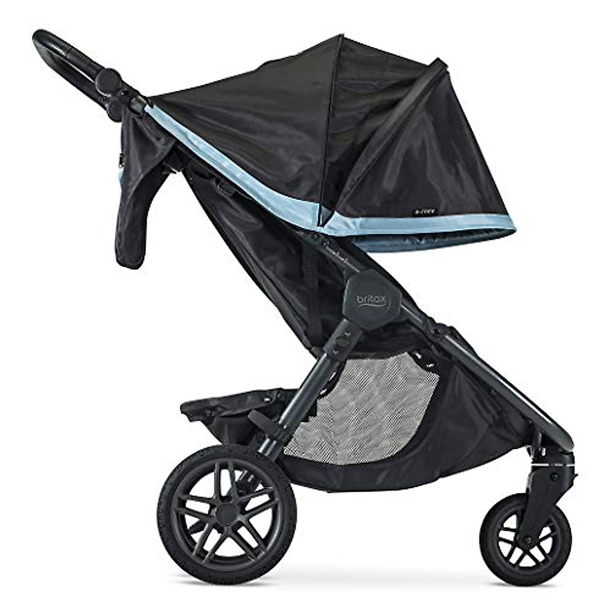 Britax B-Free Stroller, Frost - All Terrain Tires - Adjustable Handlebar - One Hand Fold - Large UV50 Canopy