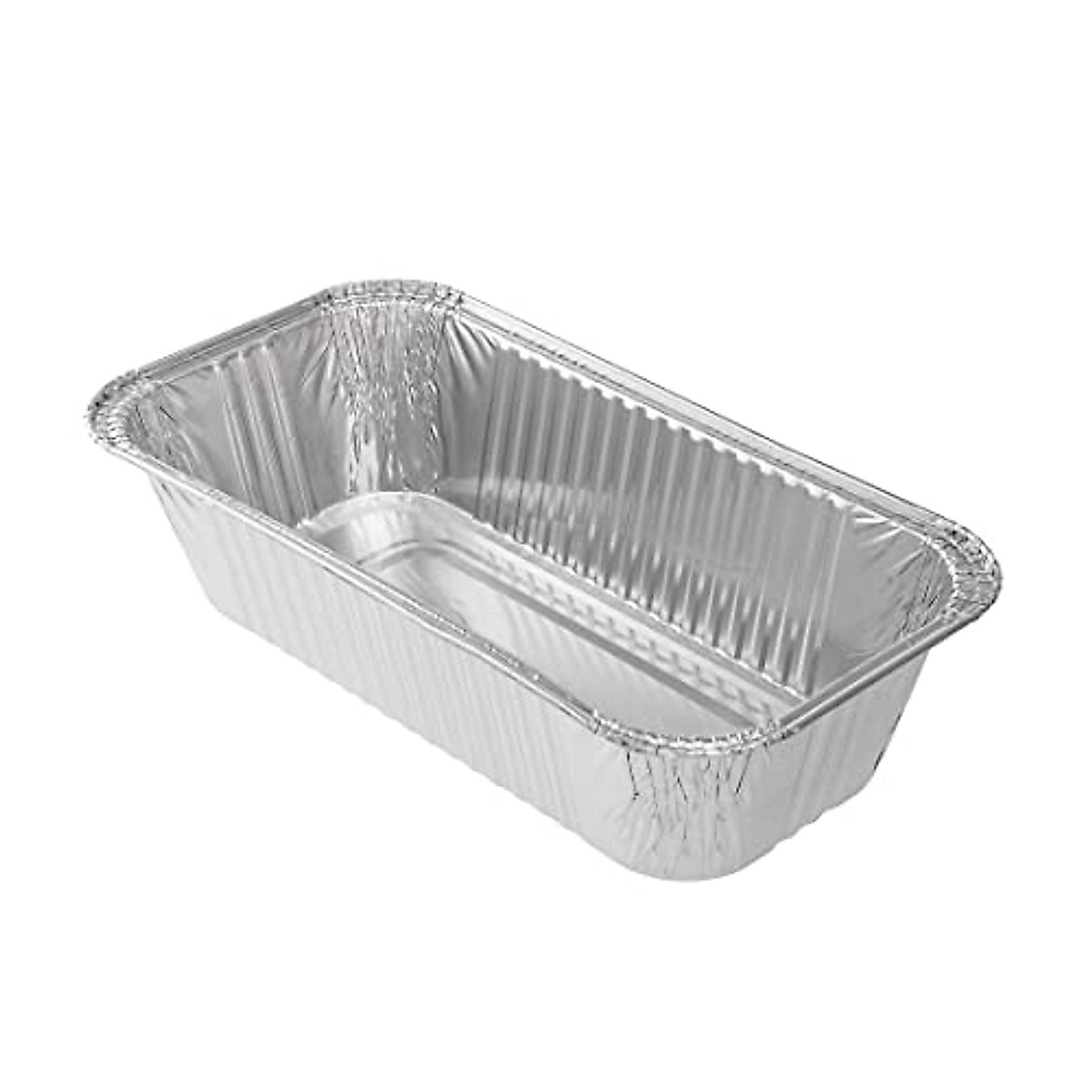 Restaurantware Foil Lux 12.5 x 6.5 Inch Loaf Foil Pans 25 Oven-Ready Foil Trays Lids Sold Separately 1/3 Third-Size 5 LB Silver Aluminum Disposable Baking Pans Freezable