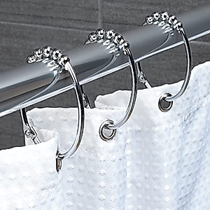 Zenna Home Rustproof Stainless Steel Oval Roller Shower Rings, Set of 12, Chrome