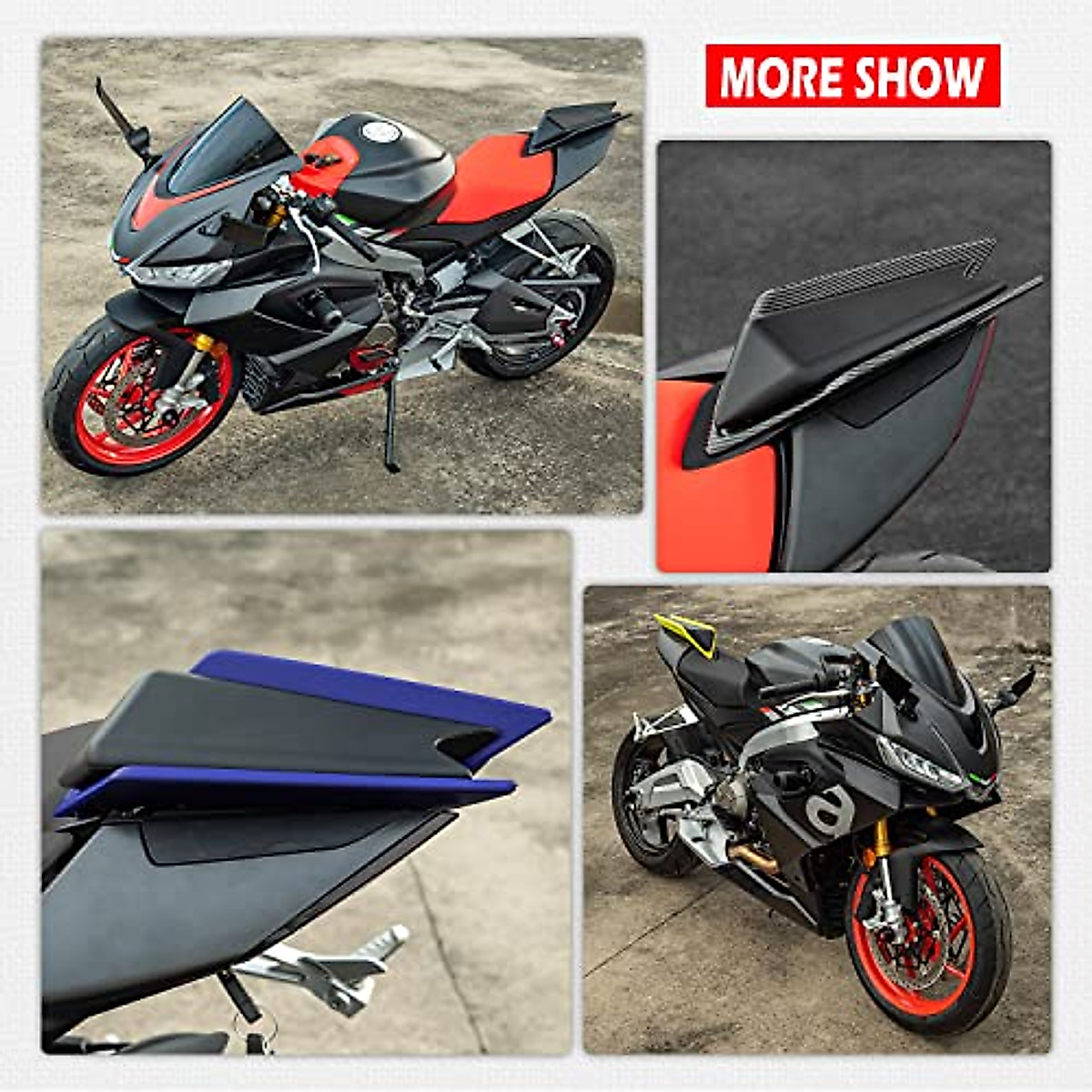 TAZGANTAX Motorcycle Compatible with Ap-rilia RS 660 Tuono 660 RS for Tuono 660 RSV4 2020-2023 Motorcycle Passenger Pillion Rear Seat Cover Fairing Seat Cowl Hump Spoiler (Matte Black)